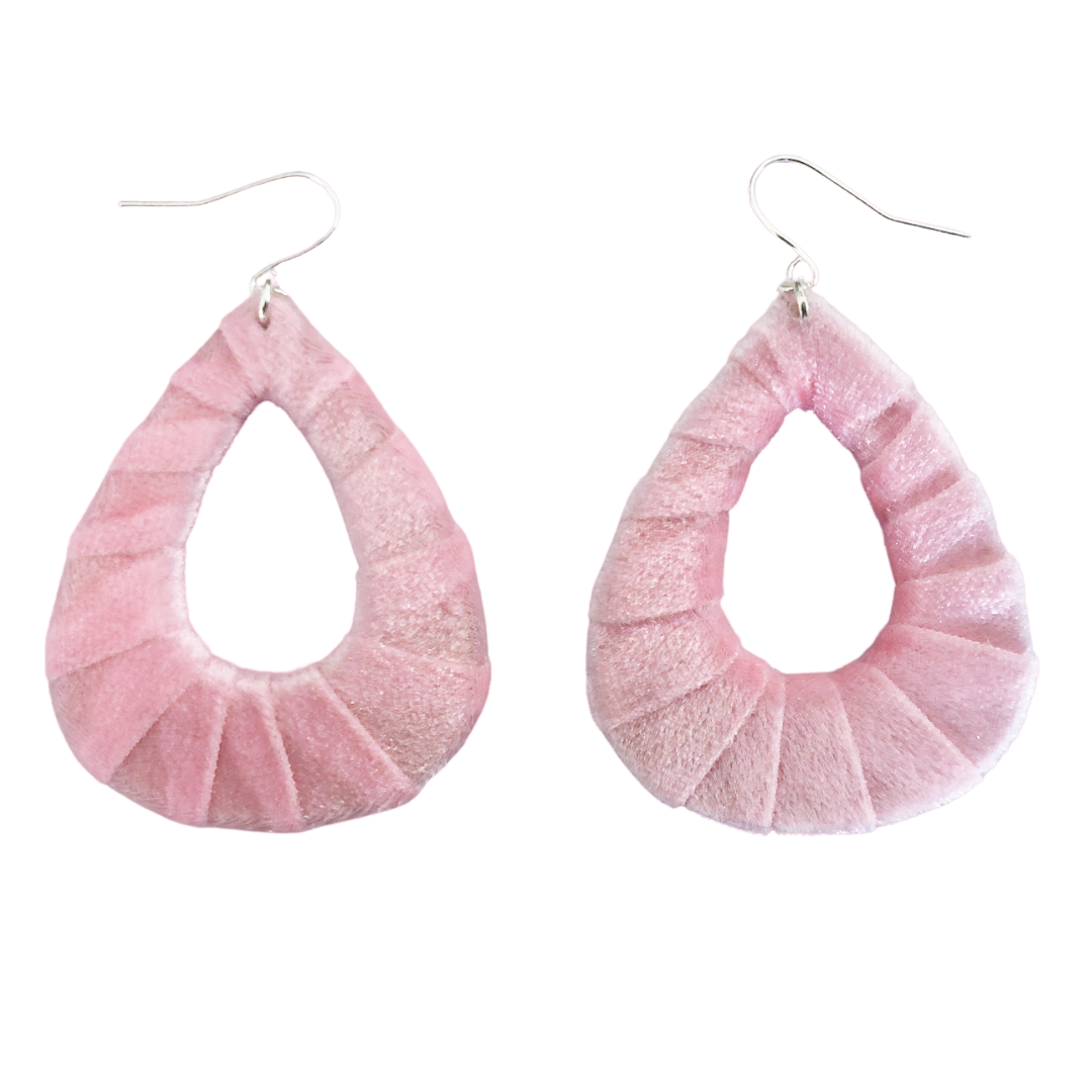 Baby Pink Velvet Fabric Teardrops – Bigger The Hoop