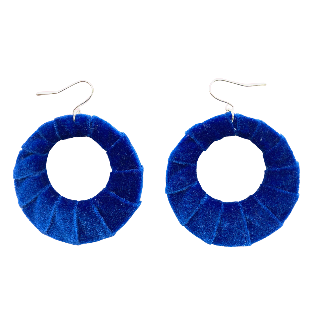Colbalt Blue Velvet Fabric Hoops – Bigger The Hoop