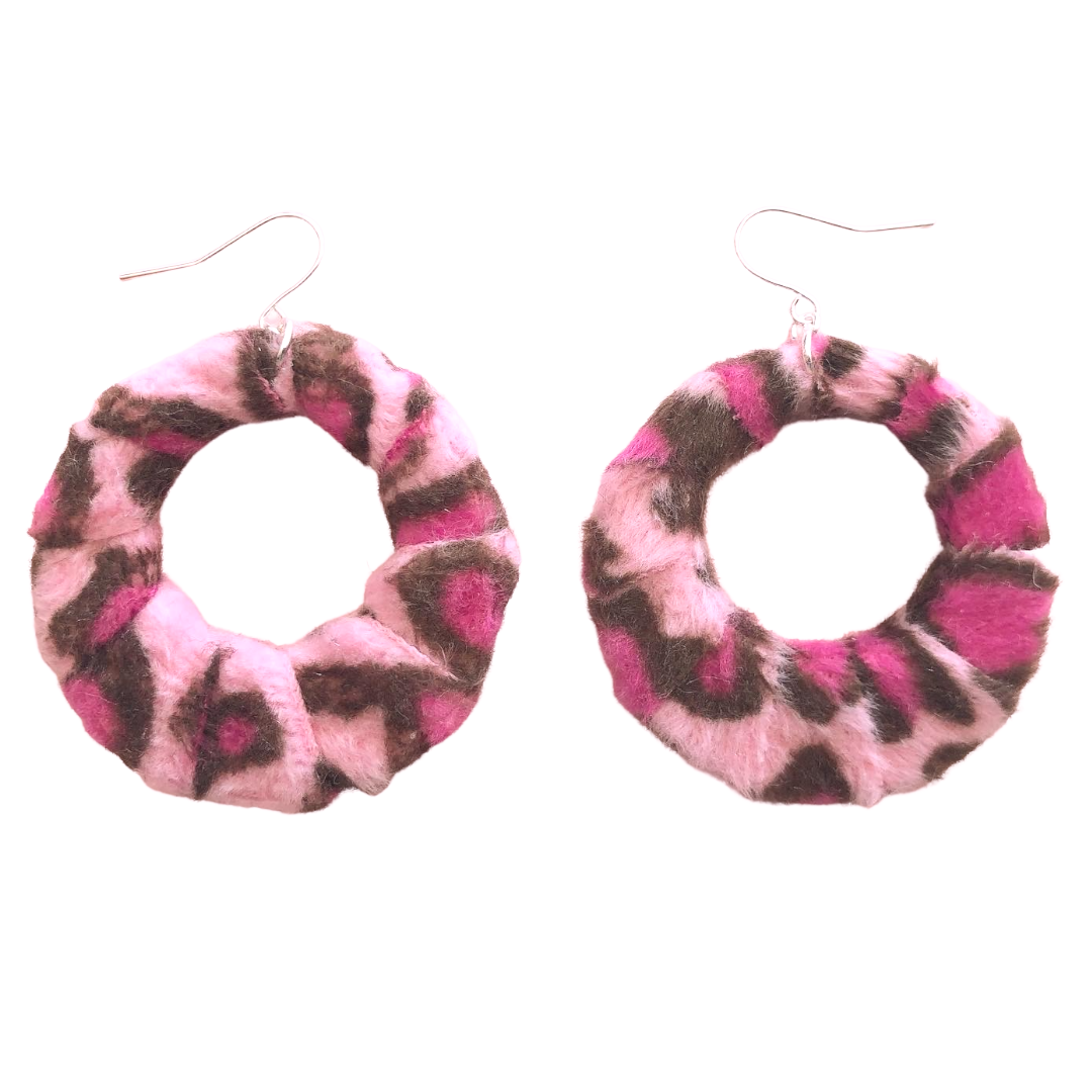Pink Leopard Furry Fabric Hoops – Bigger The Hoop